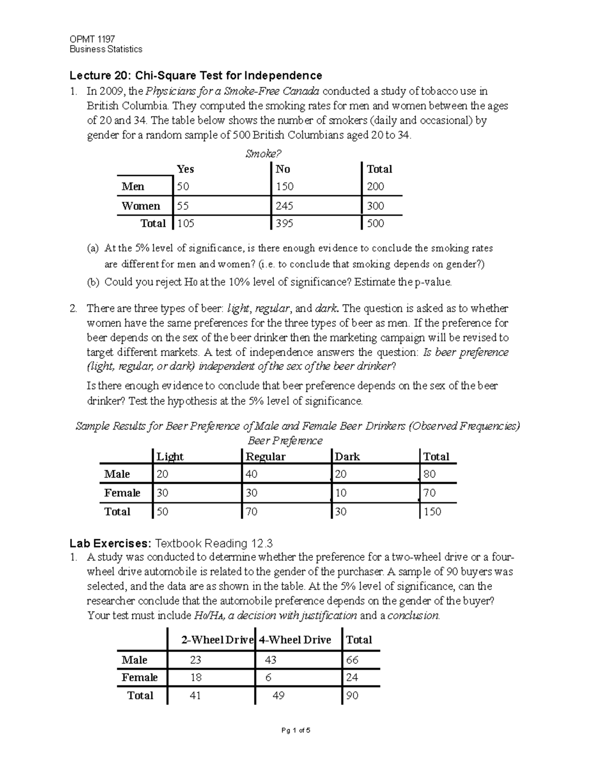 Session 20Solution - Lecture notes 20 - Business Statistics Lecture 20 ...