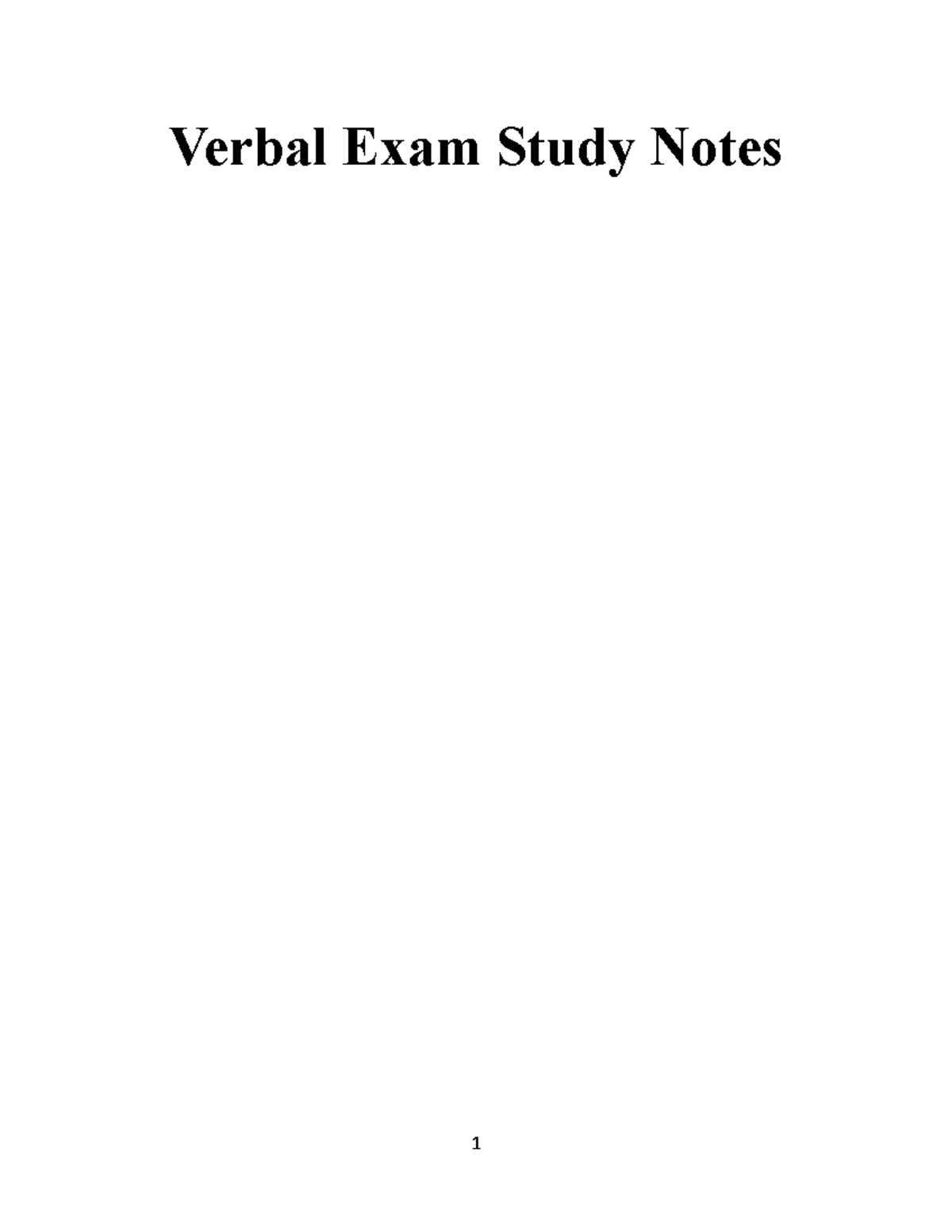 Verbal Exam Study Notes - Verbal Exam Study Notes Table of Contents Two ...