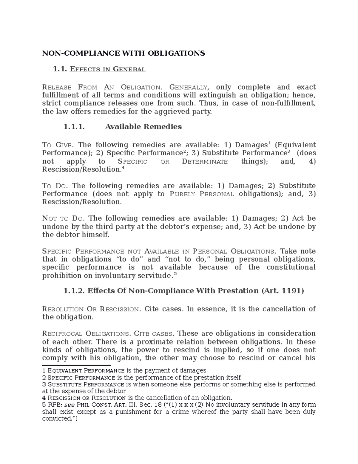 Non Compliance NON COMPLIANCE WITH OBLIGATIONS 1 E FFECTS IN GENERAL RELEASE FROM AN non-compliance-non-compliance-with-obligations-1-e-ffects-in-general-release-from-an