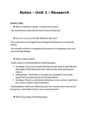HHS4U Unit 2 Notes - Notes Unit 2 – Theoretical Perspectives Lesson 1 ...