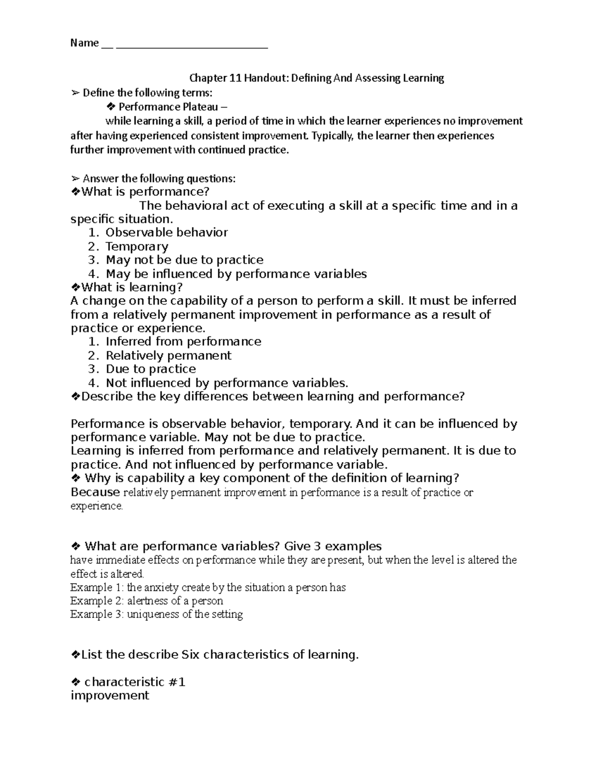Chapter 11 Handout-1 copy - Chapter 11 Handout: Defining And Assessing ...