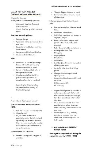 LWR Readings Chapter 1 2 - CHAPTER 1 THE STUDY OF DR. JOSE P. RIZAL COURSE AND REPUBLIC ACT NO ...