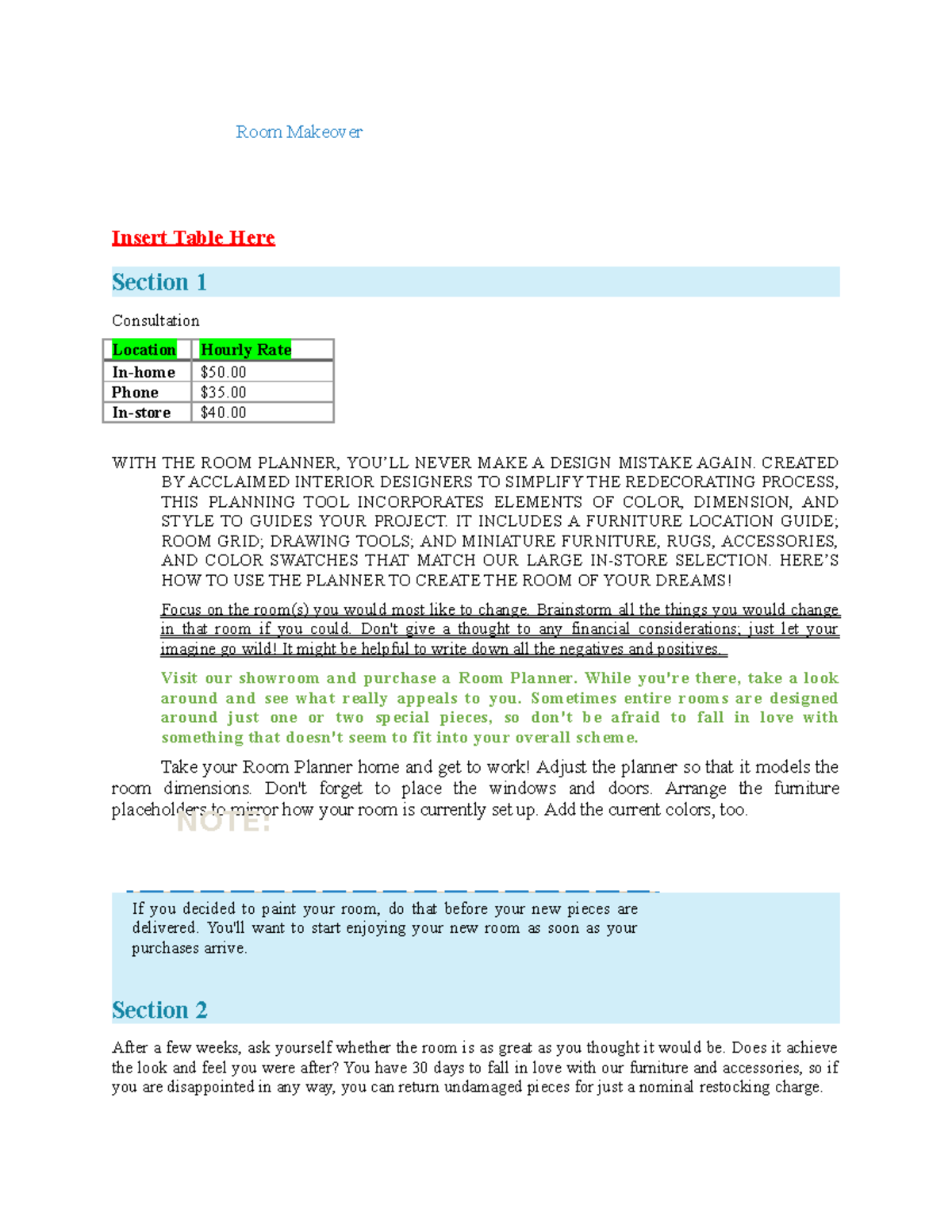 Lab 4 1 - Homework result - Insert Table Here Section 1 Consultation Location Hourly Rate In ...