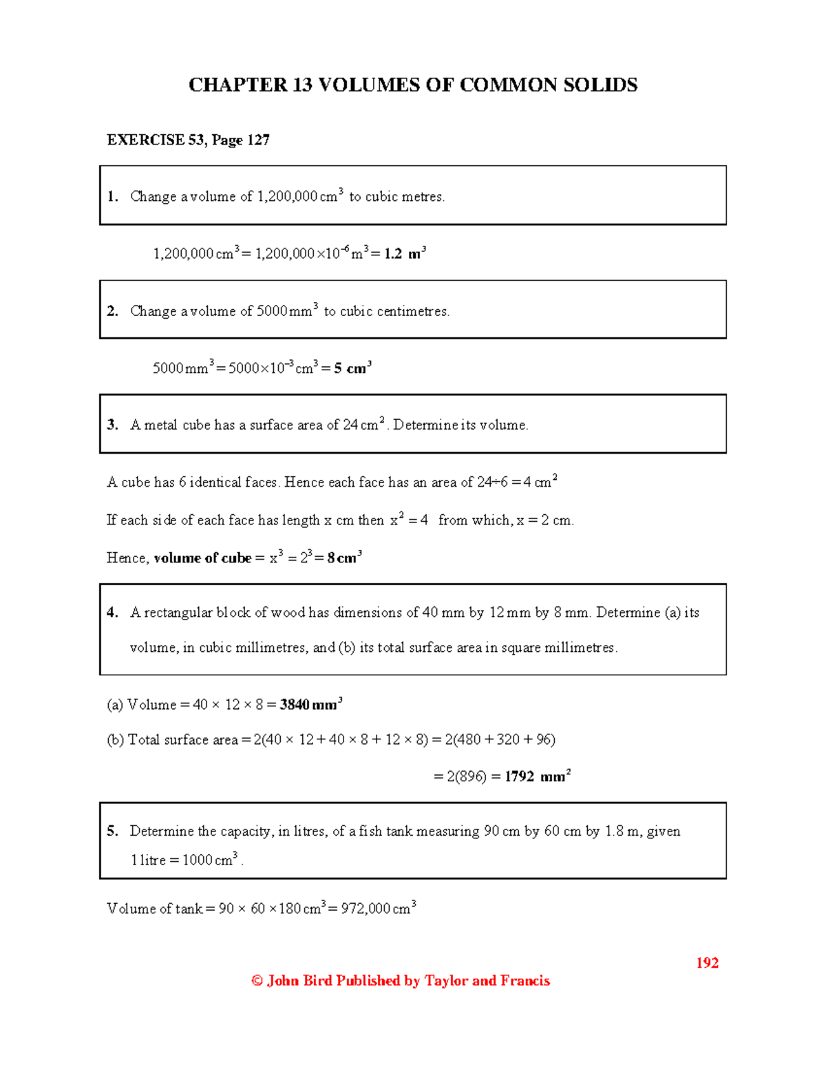 FSch13 - pdf file - 192 CHAPTER 13 VOLUMES OF COMMON SOLIDS EXERCISE 53 ...