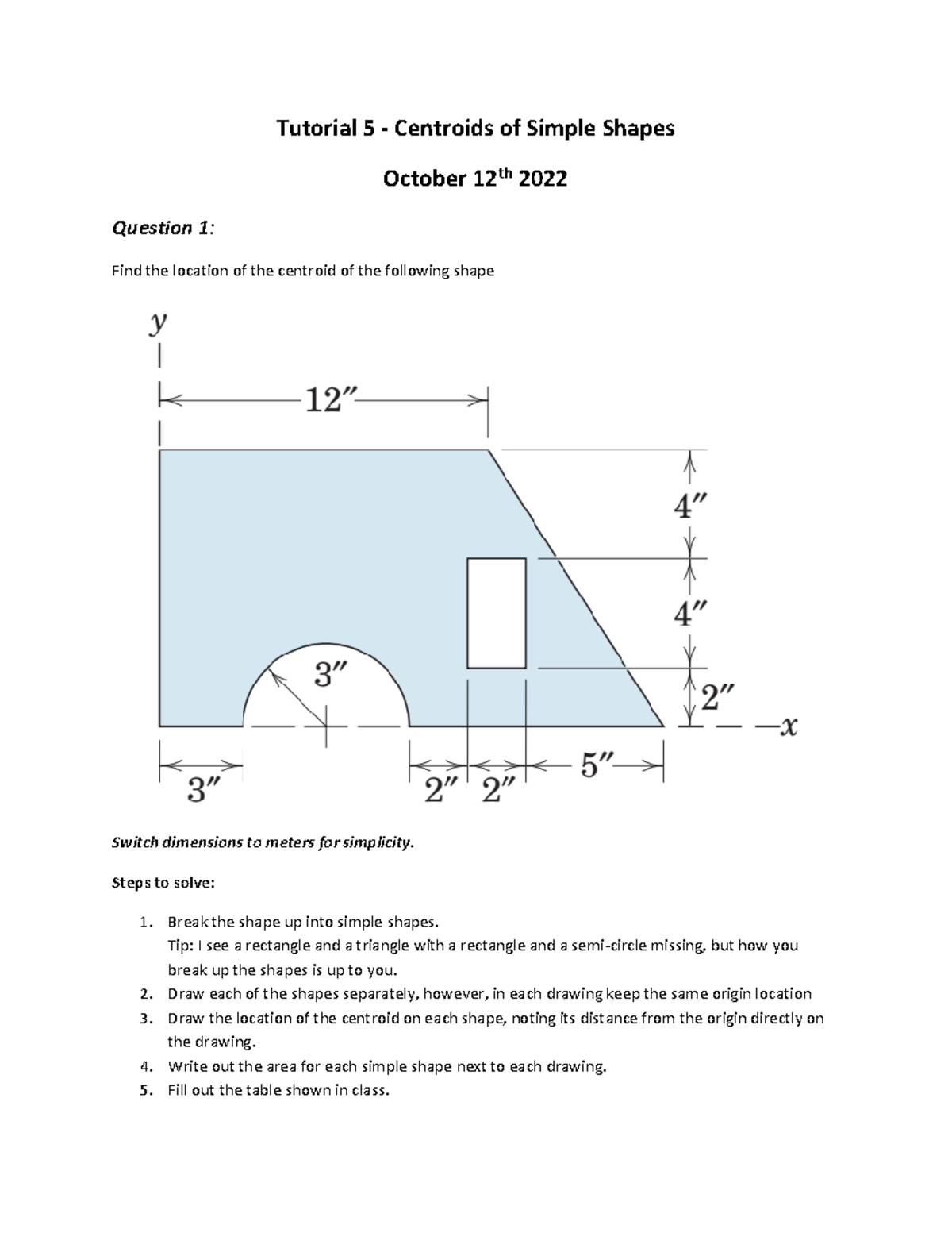 Tutorial 5 - Locations of Centroids - Tutorial 5 - Centroids of Simple ...