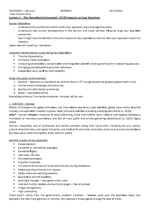 Lecture 2 - basic concepts - TOU2025M – Tour Operations Management 18/10/ Lecture 2 – Basic ...