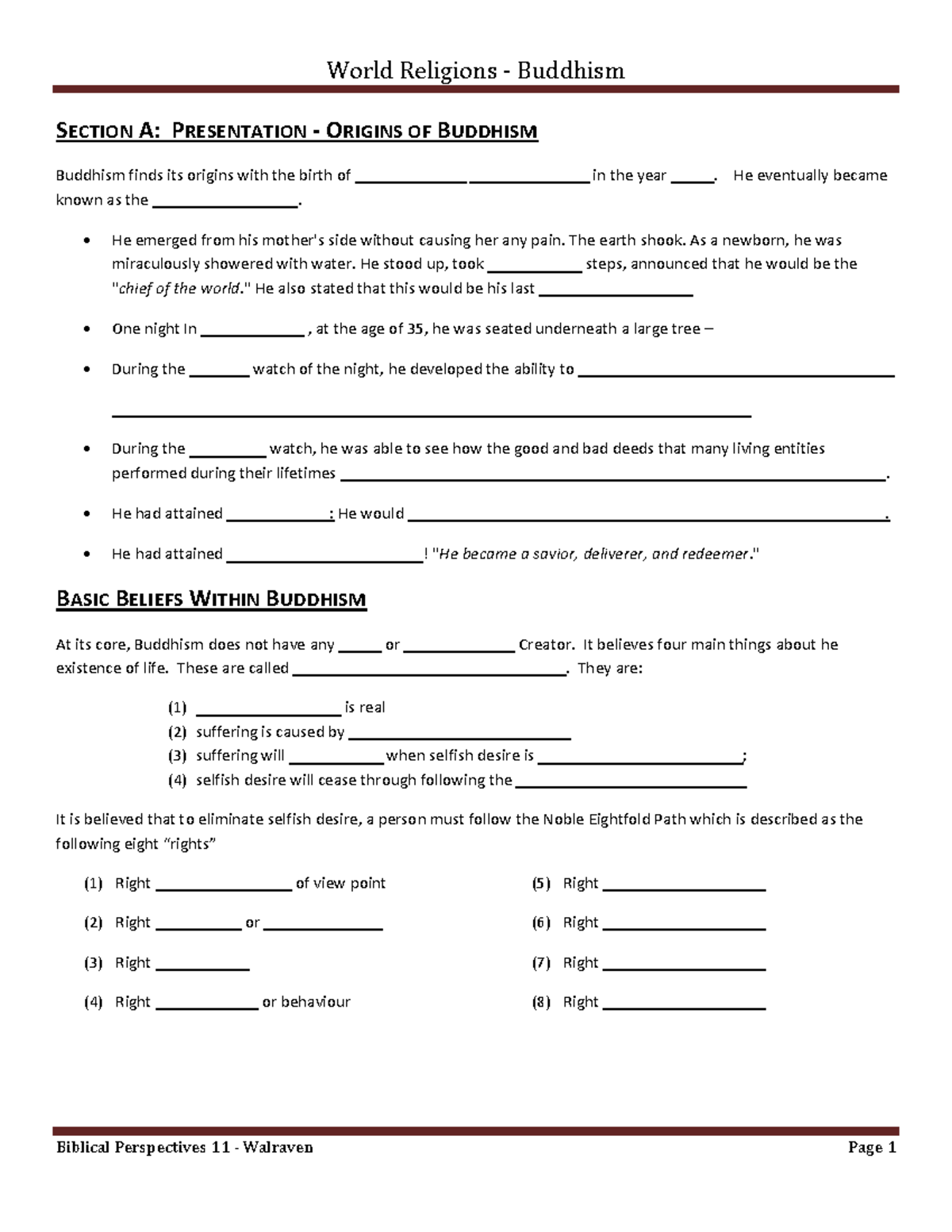 Activity Package (Buddhism) - paperless - World Religions - Buddhism ...