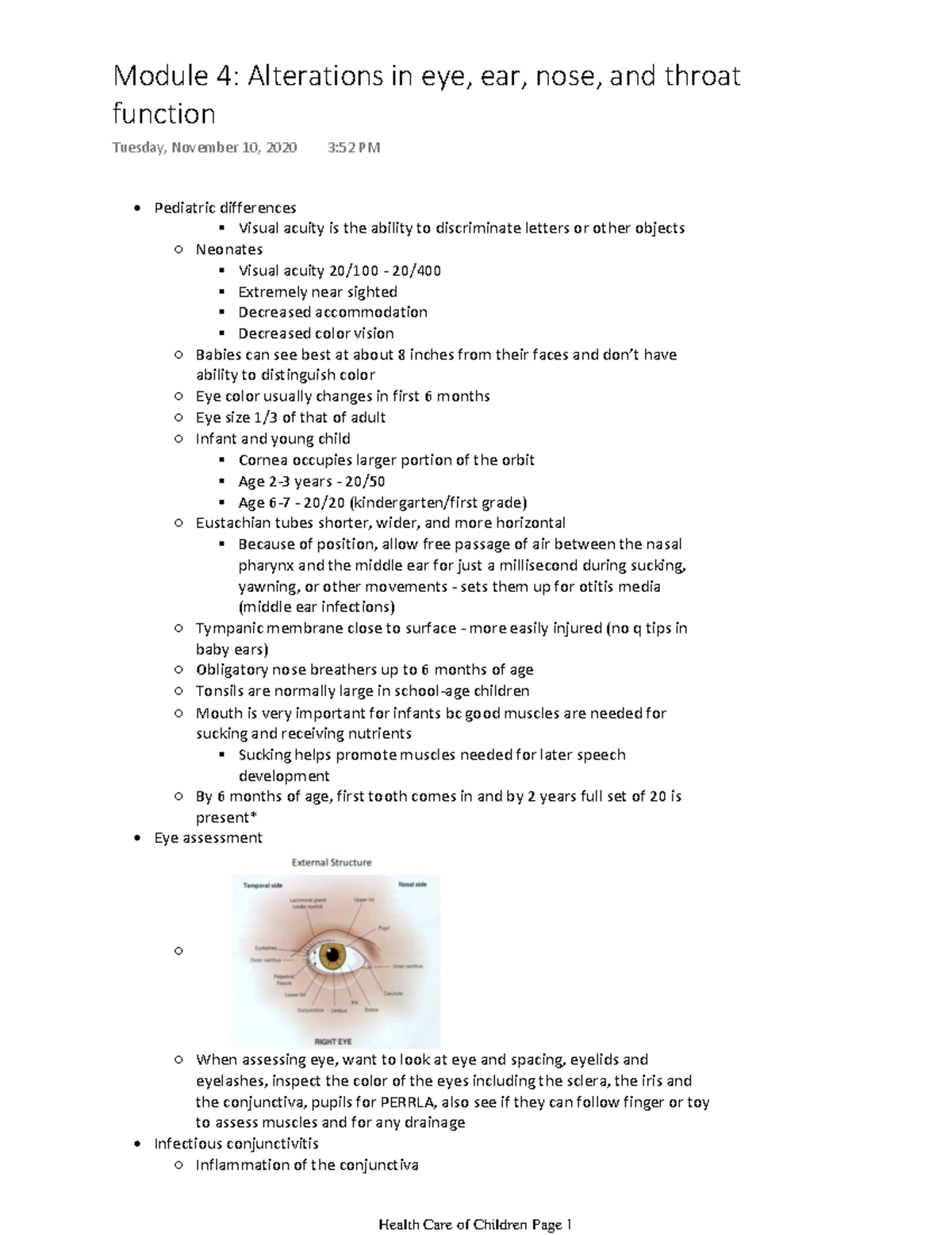 Module 4 Alterations in eye, ear, nose, and throat function - Pediatric ...