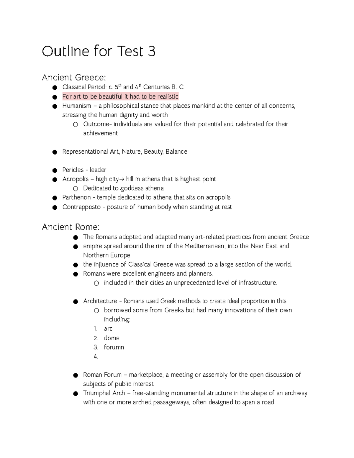 Art Unit 3 - Complete unit notes - Outline for Test 3 Ancient Greece ...