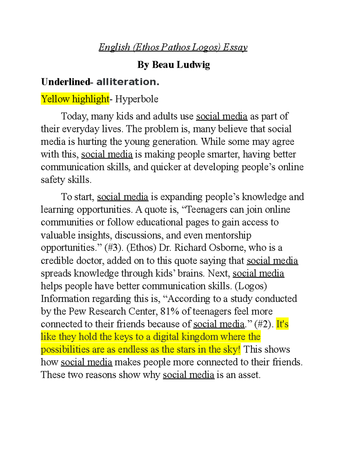 Ethos, Pathos, Logos Essay - English (Ethos Pathos Logos) Essay By Beau ...