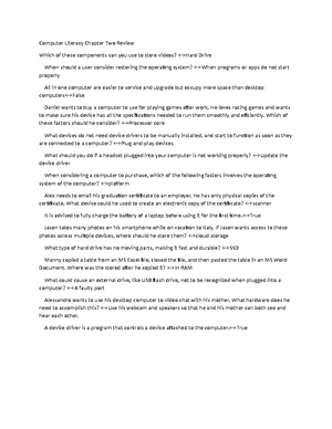 Chapter 1 Comp Lit Notes - Chapter One Computer Literacy Review Chapter ...