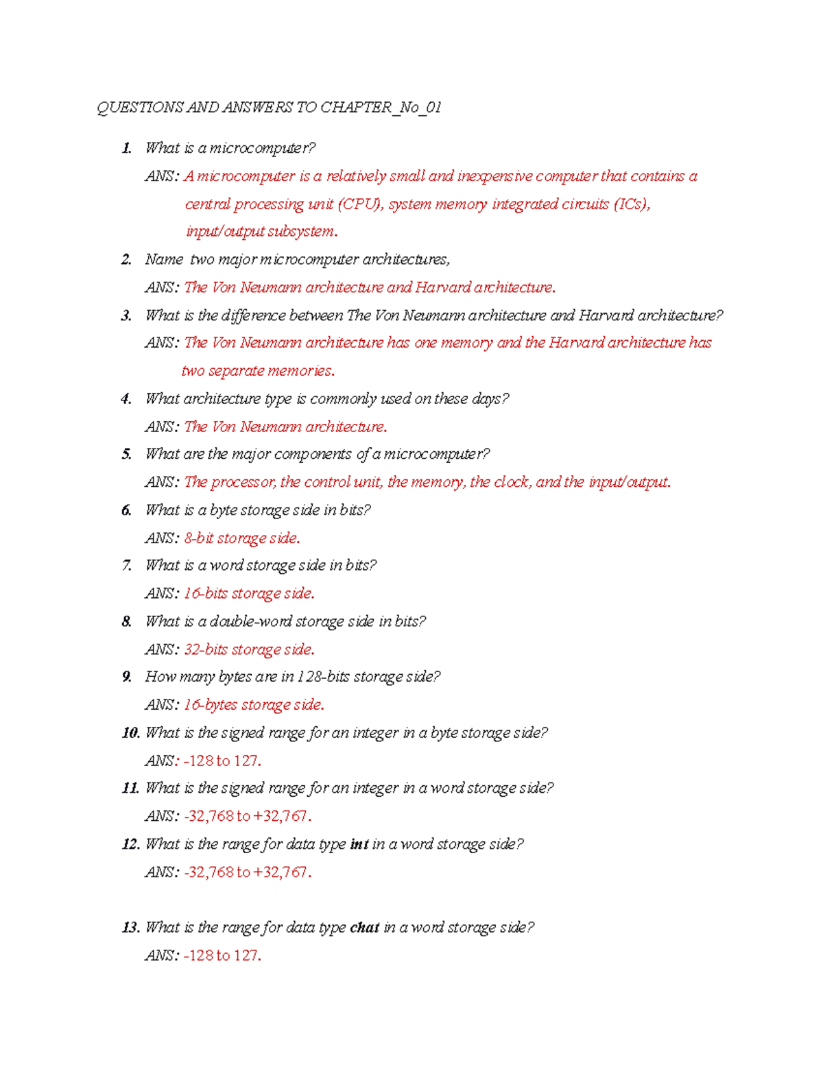 Chapter 1 - chaptr 1 - QUESTIONS AND ANSWERS TO CHAPTER_No_ What is a ...