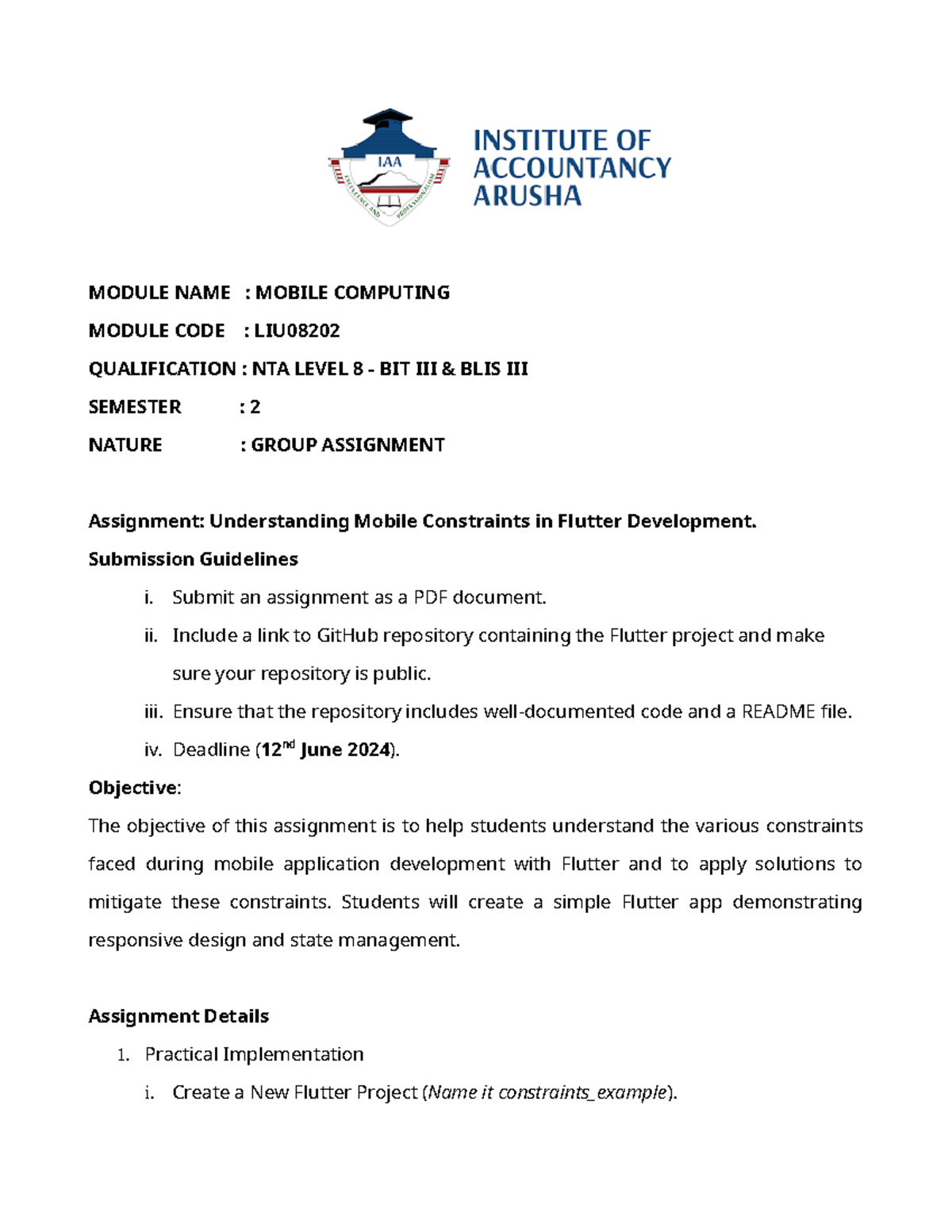 Mobile Computing Group Assignment Module Name Mobile Computing Module Code Liu