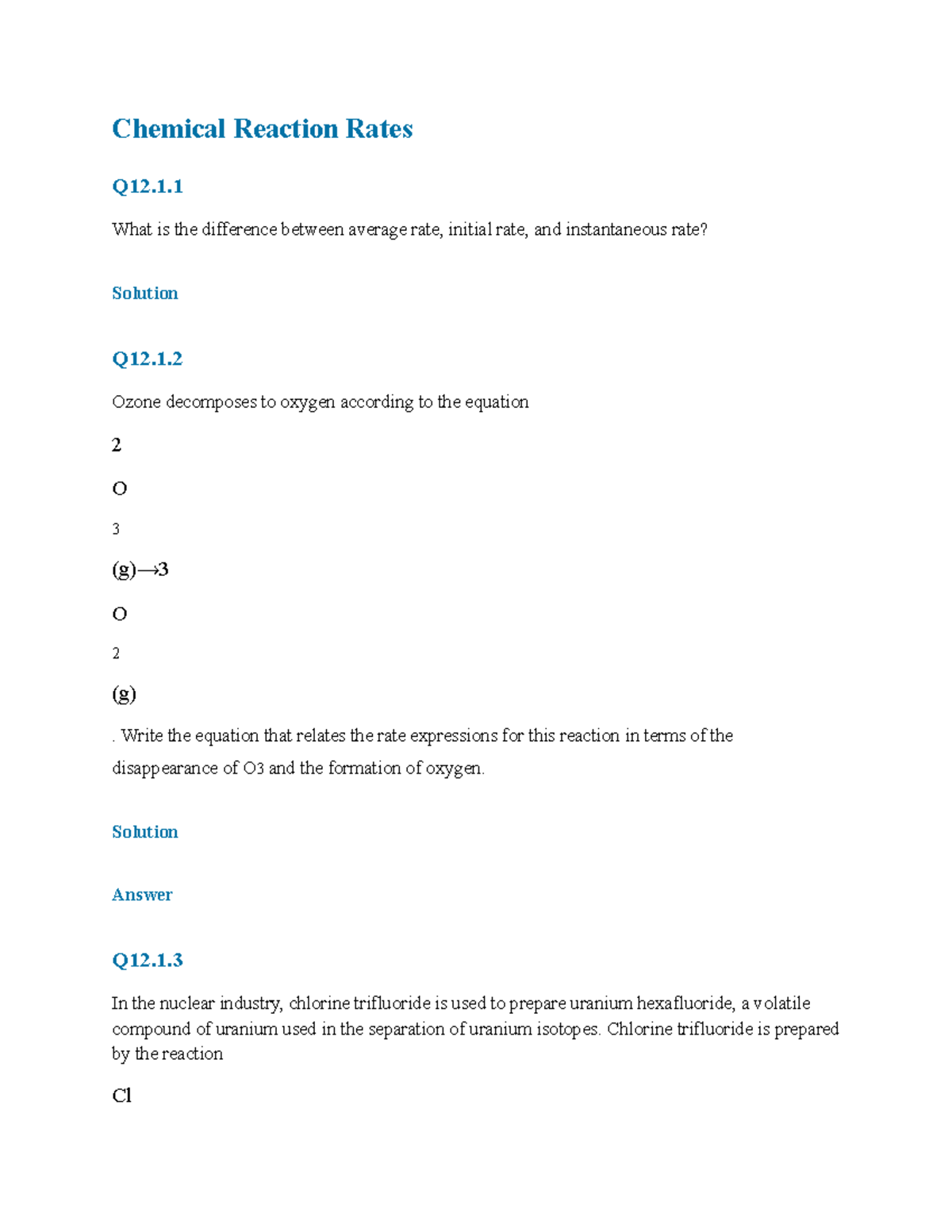 Chem 102 Lec 62 Practice on Kinetics - Chemical Reaction Rates Q12 ...