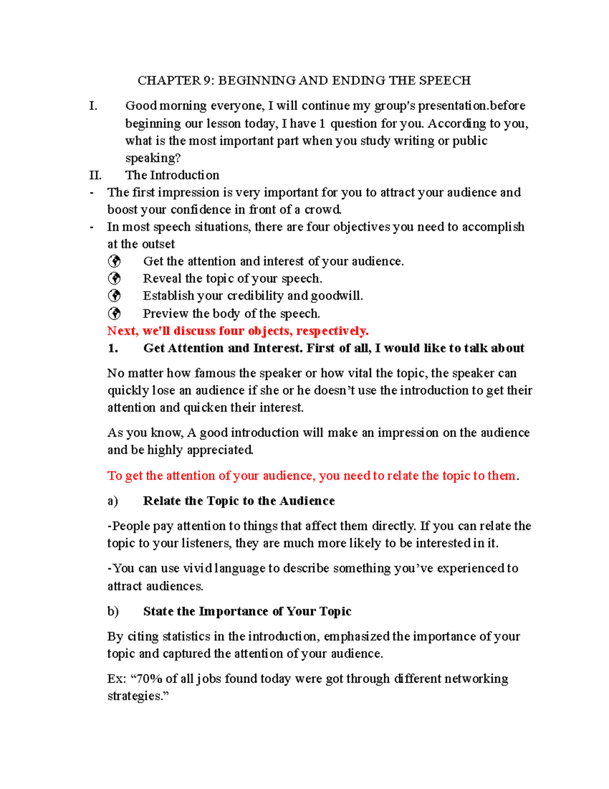 TT- Chapter 9 - The presentation in public speaking. - CHAPTER 9 ...