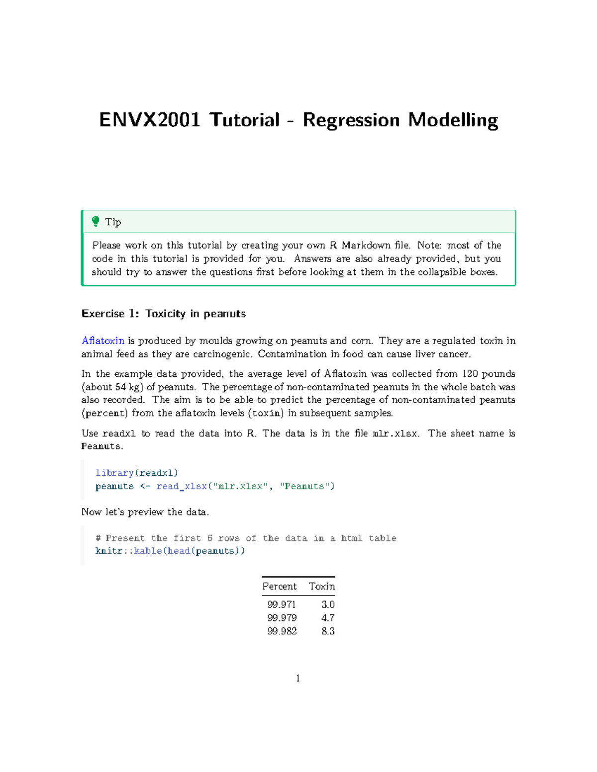 Solutions Lab7 - Lab 7 notes - ENVX2001 Tutorial - Regression Modelling ...