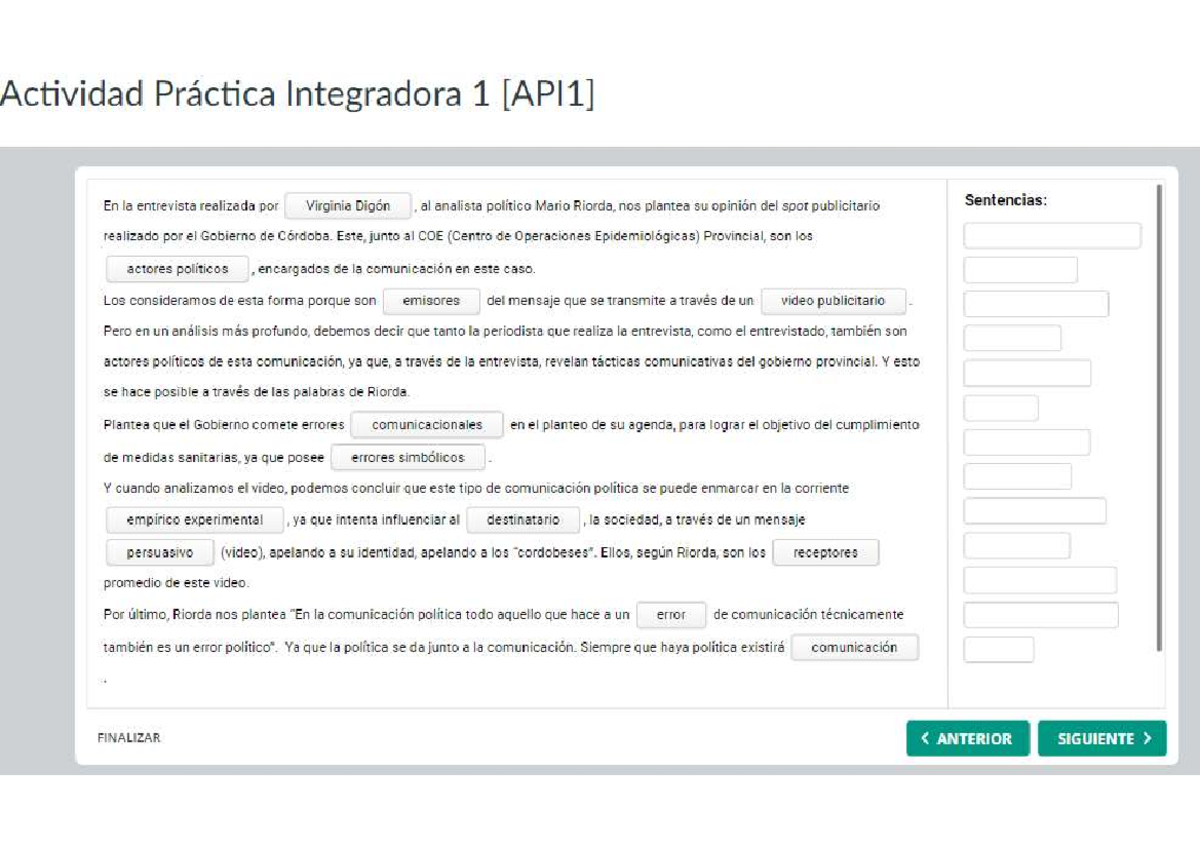 API 1 - Comunicacio - Actividad Práctica Integradora 1 [API1] - Puntaje: 100% - Comunicación ...