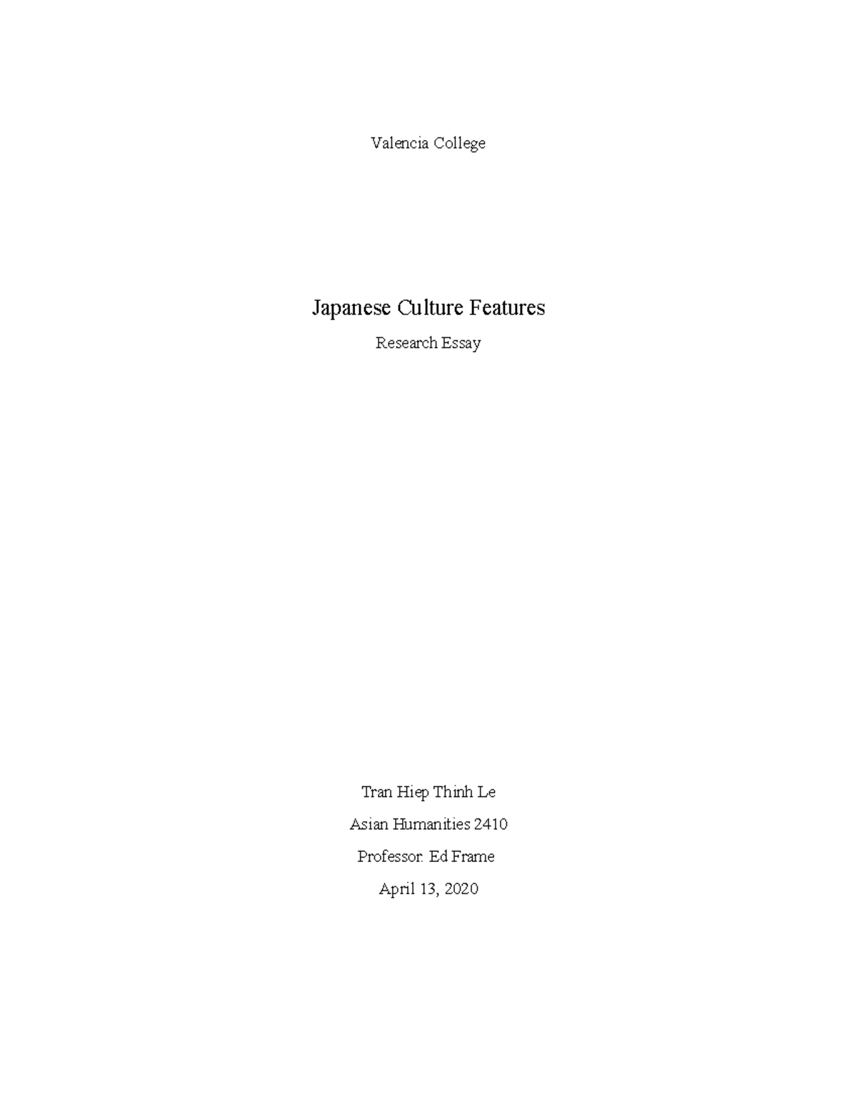 Japanese Culture Features - Valencia College Japanese Culture Features ...