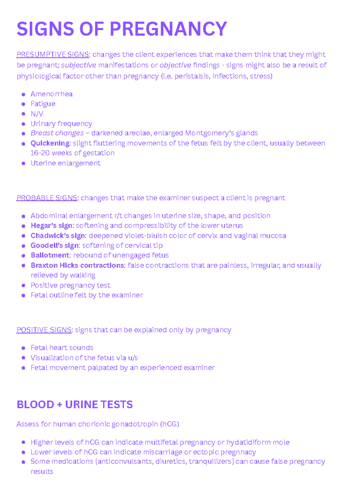 Signs OF Pregnancy - SIGNS OF PREGNANCY PRESUMPTIVE SIGNS: changes the ...
