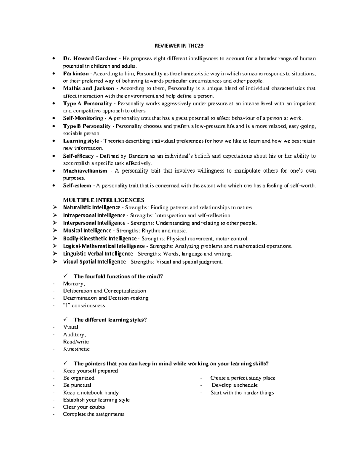 8-9 THC29 - Summary BS - Tourism Management - REVIEWER IN THC Dr ...