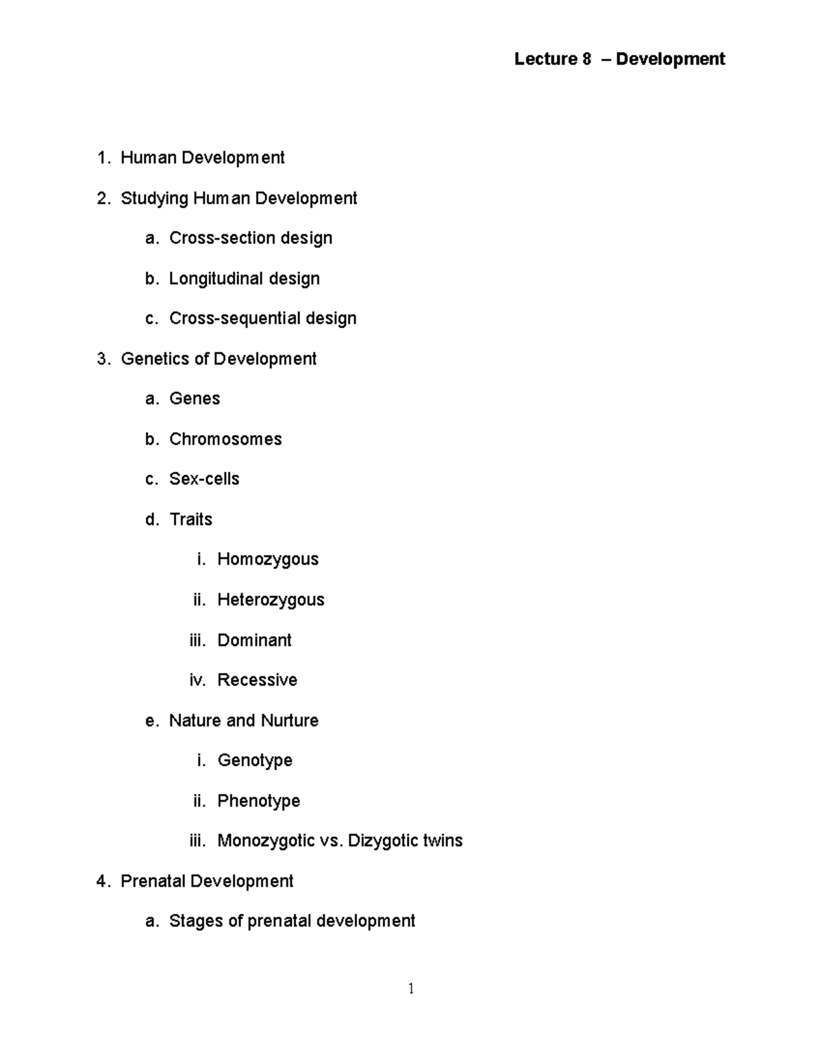 PSC Lecture 8 - Development- Lecture Outline - Human Development ...