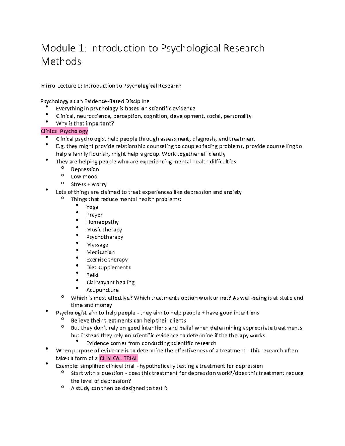 Module 1 - Introduction to Psychological Research Methods - Warning: TT ...