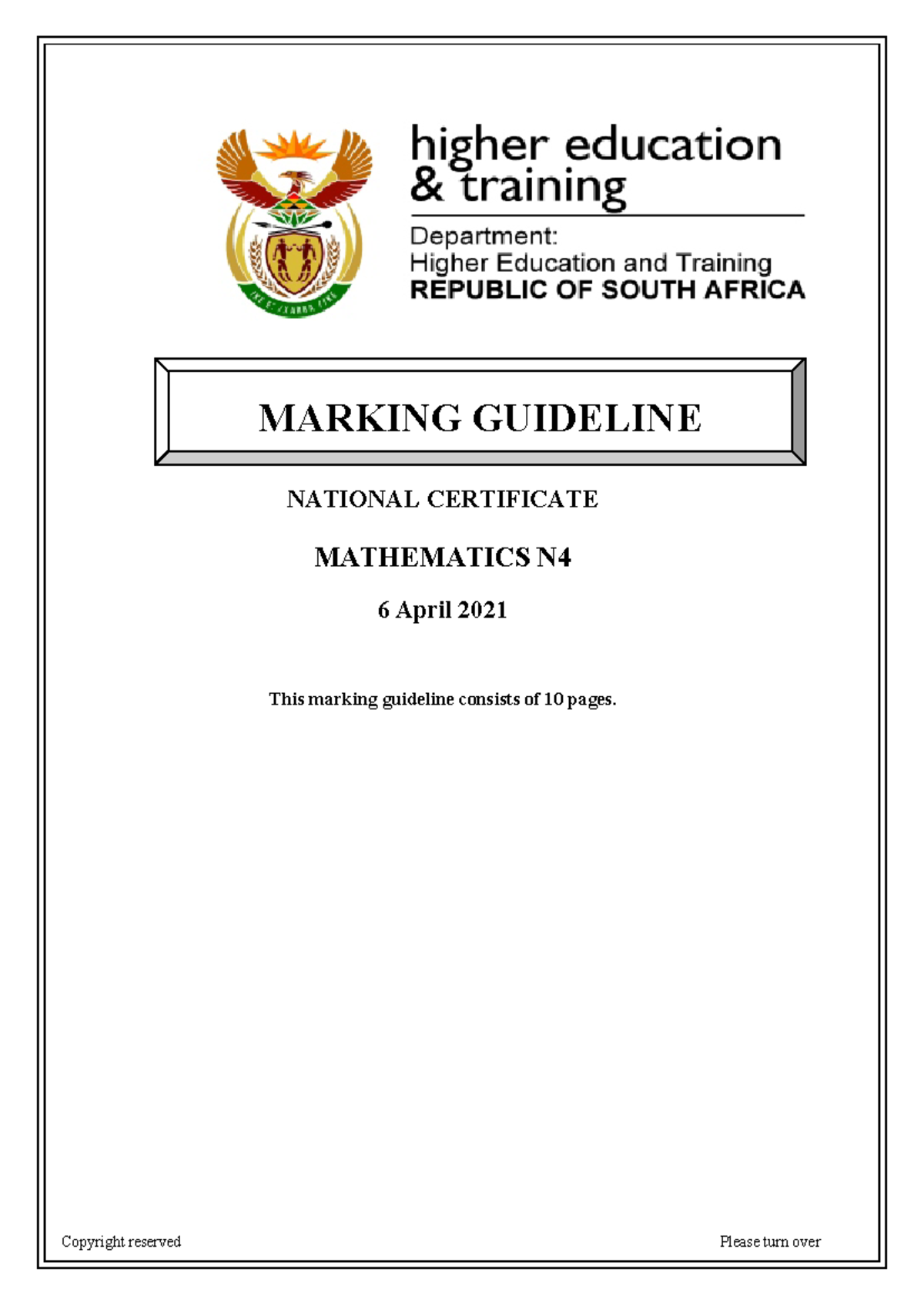 N4 Mathematics April 2021 Memorandum - NATIONAL CERTIFICATE MATHEMATICS ...
