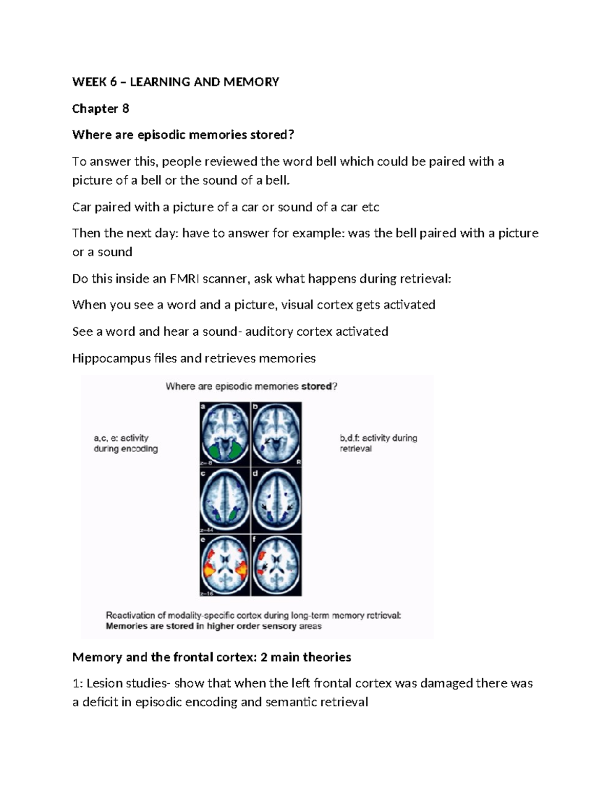 C.N - WEEK 6 Learning AND Memory - WEEK 6 – LEARNING AND MEMORY Chapter ...