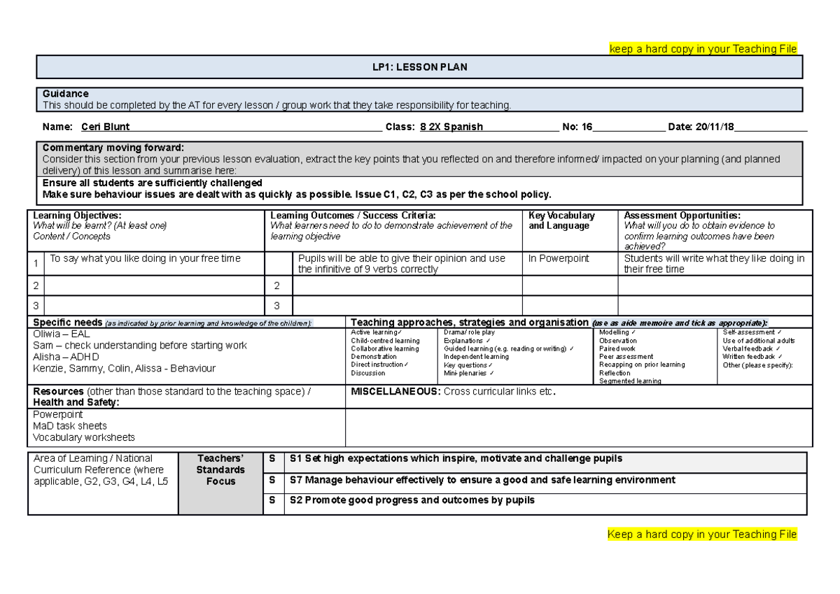 Mi tiempo libre - work - keep a hard copy in your Teaching File LP1 ...