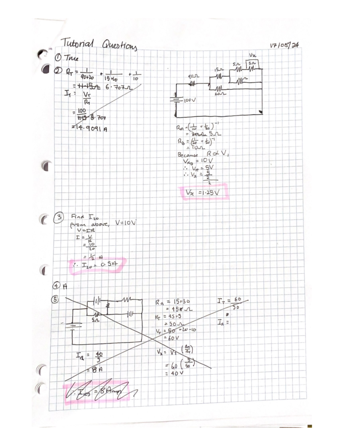 ENGG104 Tutorial 4 Questions - Tutorial Questions 17/08/24 1 Vx Time or ...