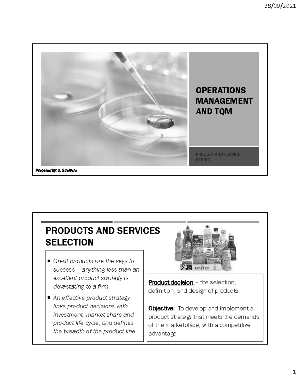 3 Lecture - Product and Service Design - OPERATIONS MANAGEMENT AND TQM ...