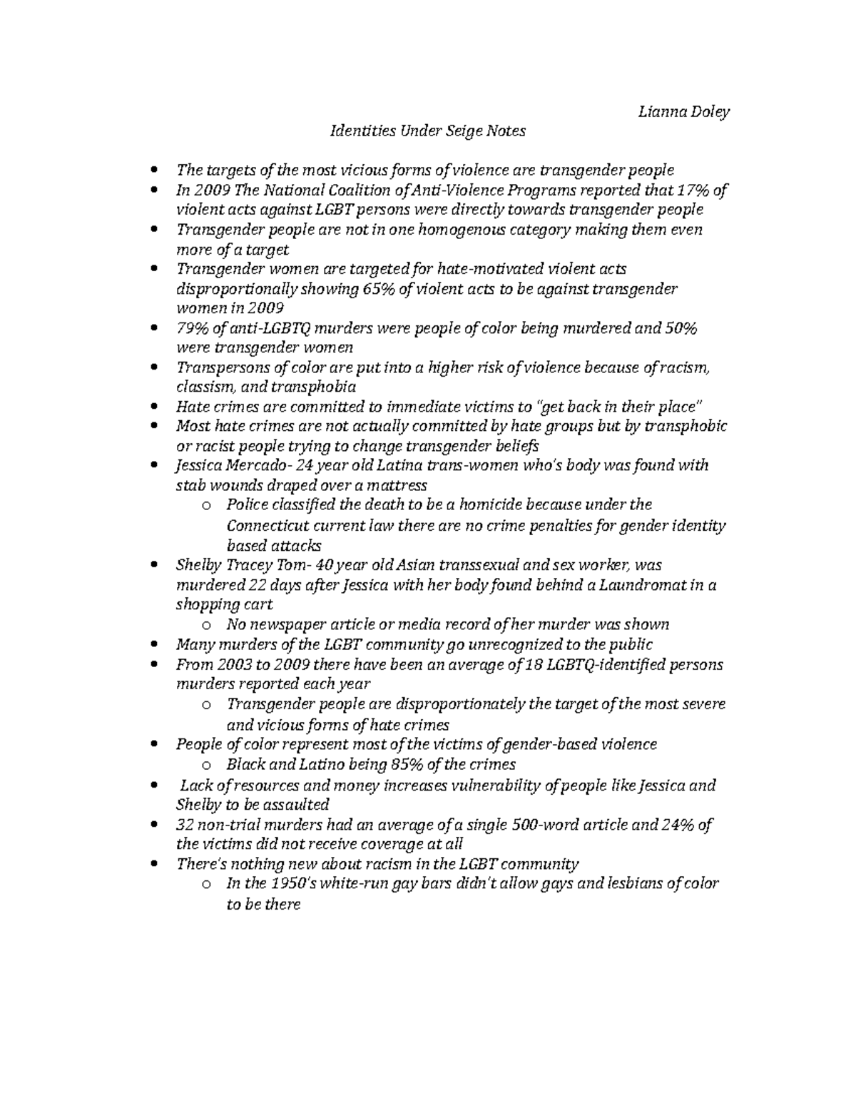 Identities Under Siege Notes - Lianna Doley Identities Under Seige ...