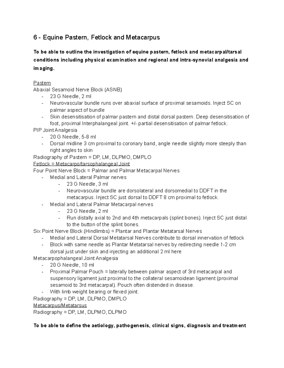 6 - Equine Pastern, Fetlock and Metacarpus - Pastern Abaxial Sesamoid ...