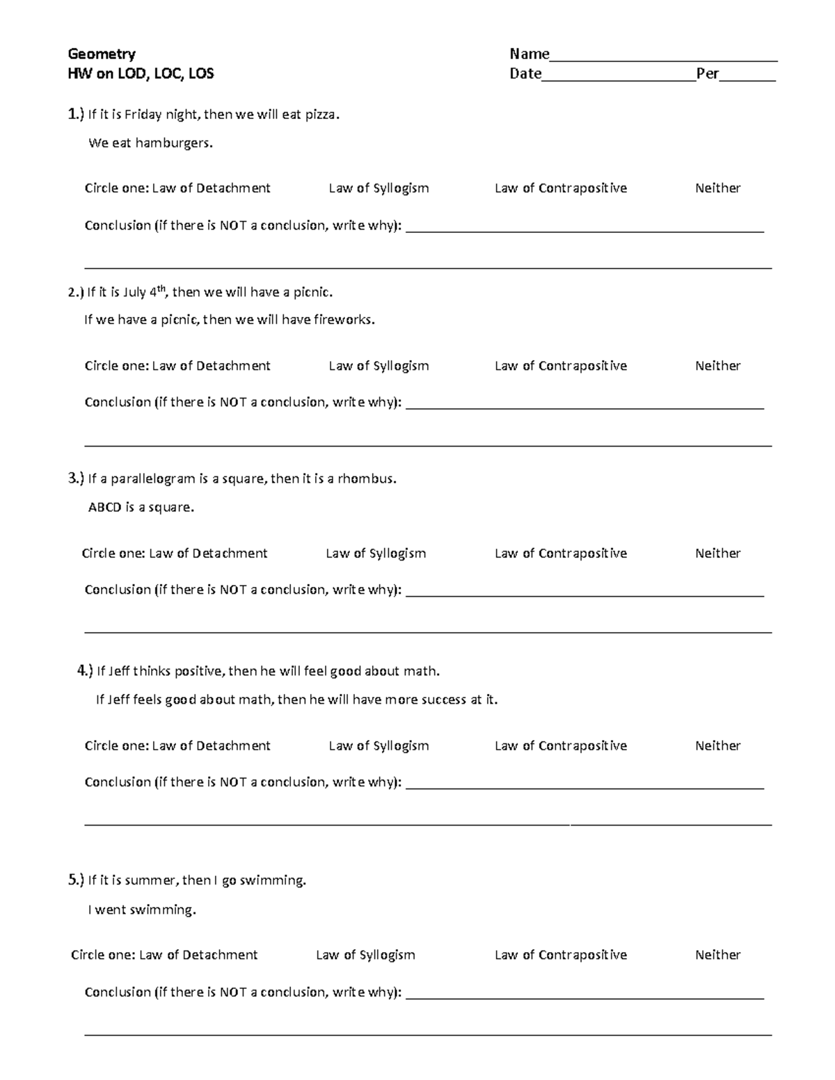 HW on LOD LOS LOC - notes - Geometry Name ...