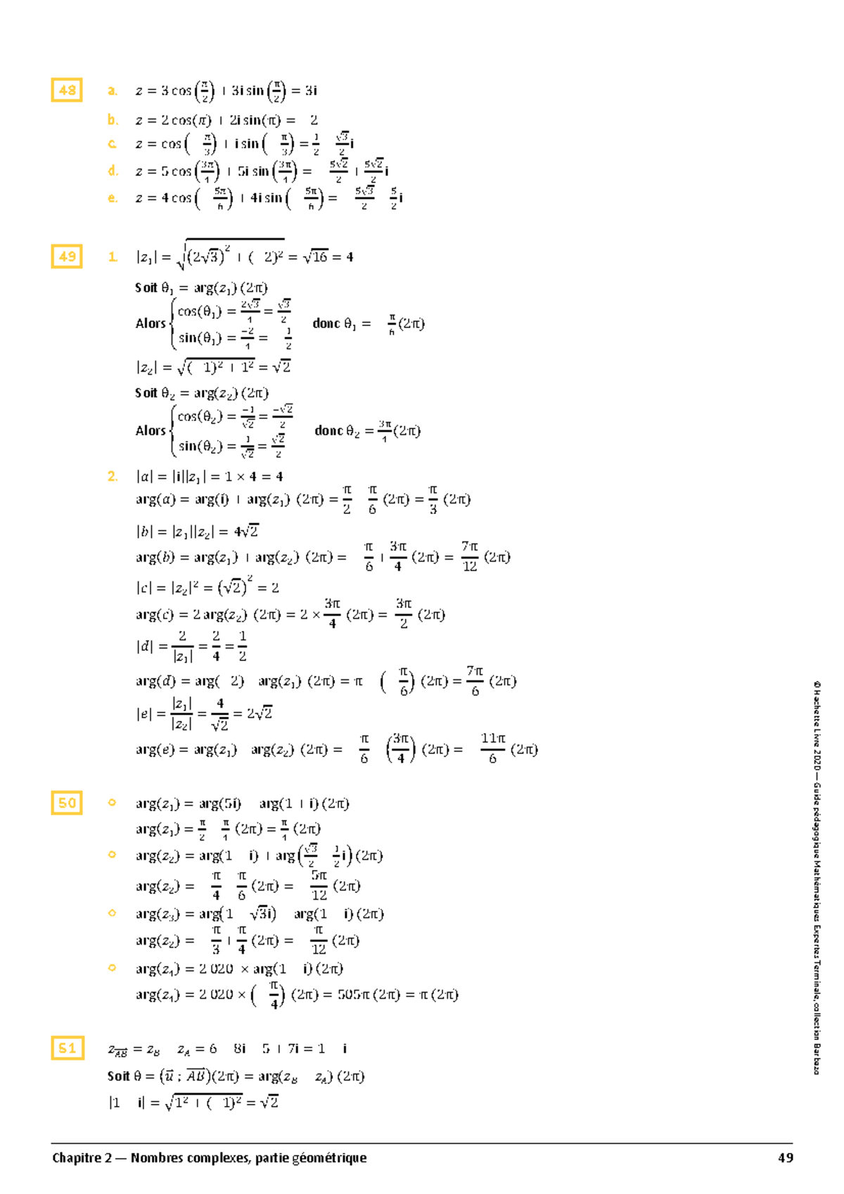 Correction exos complexes 2 - 4488 aa.. 𝑧𝑧 = 3 cos ; 5