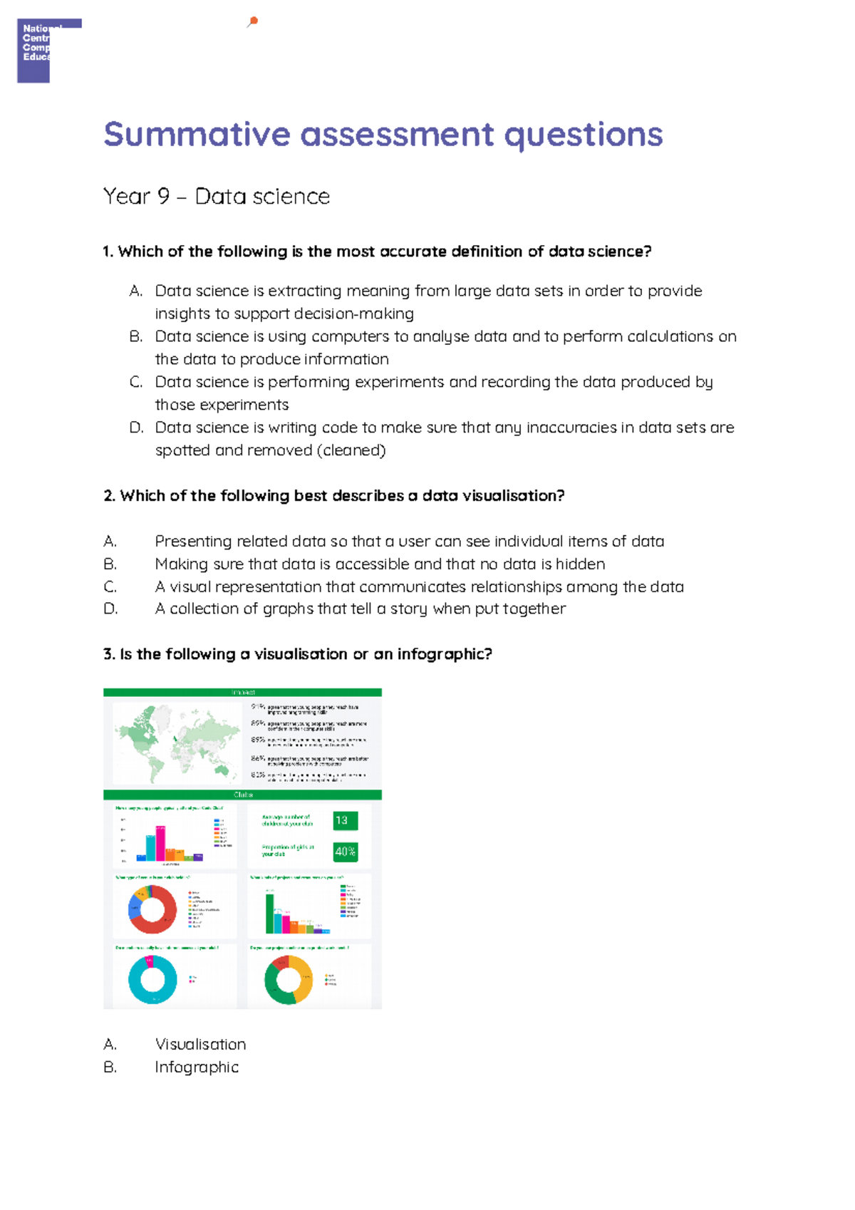 Summative assessment – Data science – Y9 - Summative assessment ...