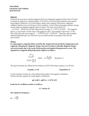 Lab 4 Mechanical Equivalent of Heat - Lab 4 Mechanical equivalent of ...