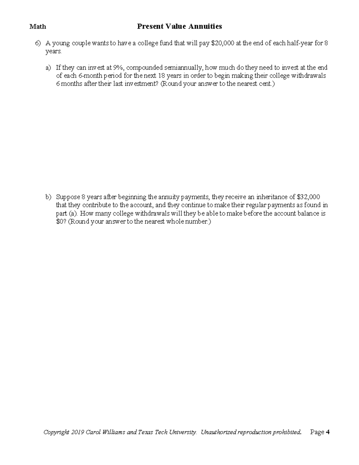 Microsoft Word - 3372 PV - Math Present Value Annuities Copyright 2019 ...