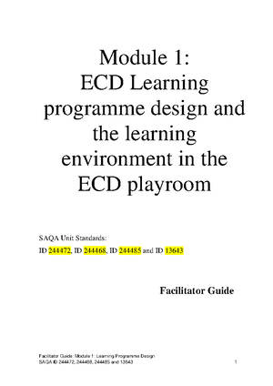 FA Guide Cluster 1 Learning Programmes - Facilitator Guide: Module 1 ...