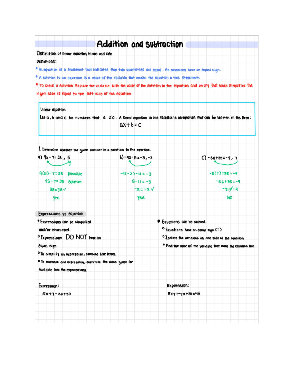 Addition and subtraction - MATH 1300 - Studocu