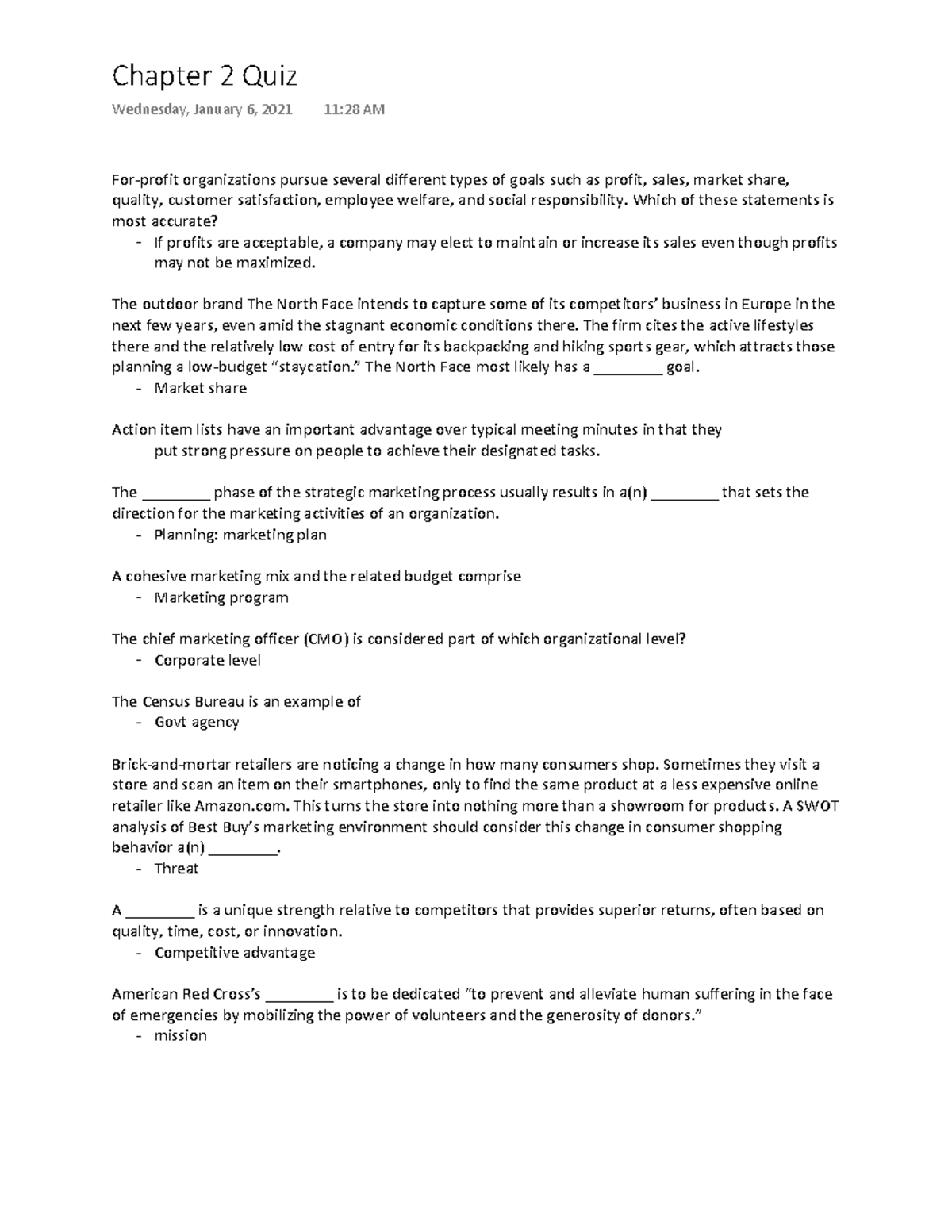 Chapter 2 quiz - - Studocu