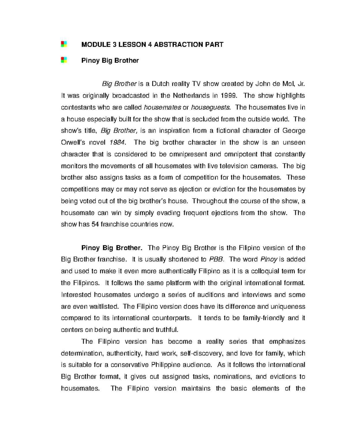 Module 3 Lesson 4 Abstraction Part Ppc Module 3 Lesson 4 Abstraction Part Pinoy Big Brother
