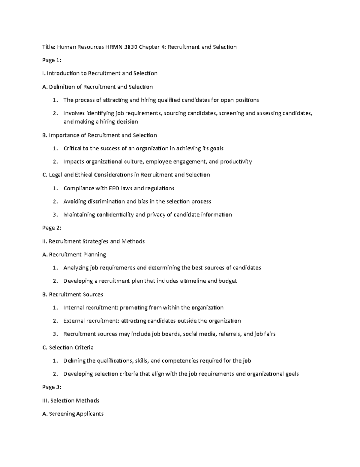 Human Resources HRMN 3830 4 - Title: Human Resources HRMN 3830 Chapter ...