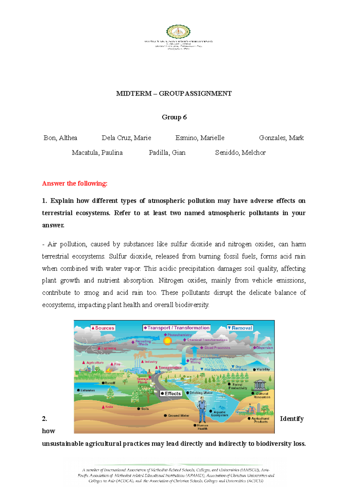 Environmental Science - MIDTERM – GROUP ASSIGNMENT Group 6 Bon, Althea ...