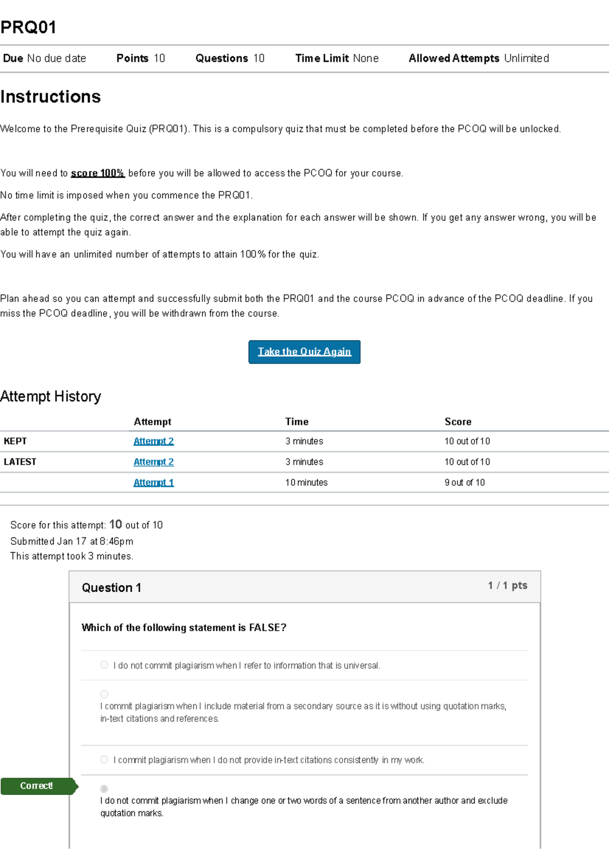 PRQ01 1 - Business - PRQ Due No due date Points 10 Questions 10 Time ...