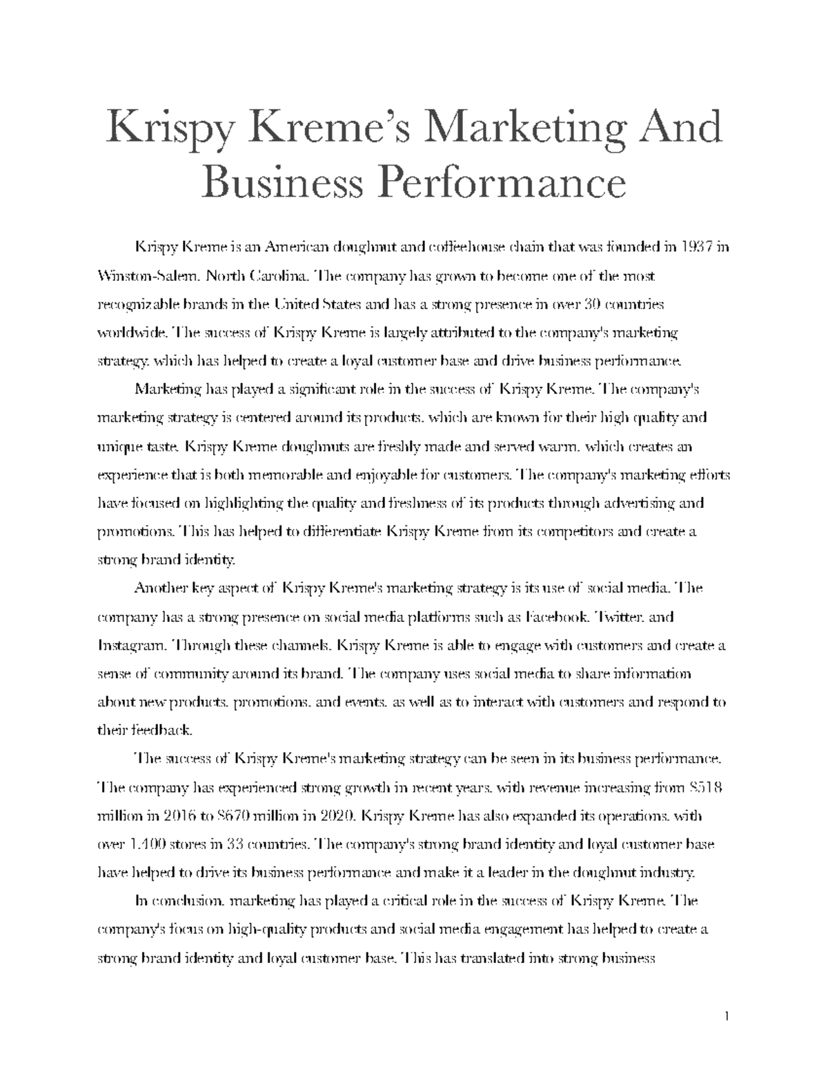 Krispy Kreme’s Marketing and Business Performance Essay - Krispy Kreme ...