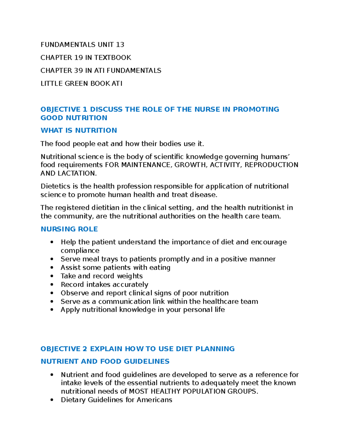 Fundamentals of Nutrition: Role of Nurse Diet Planning Essential ...