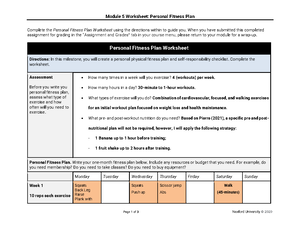 Module 5 Personal Fitness Plan - Complete the Personal Fitness Plan ...