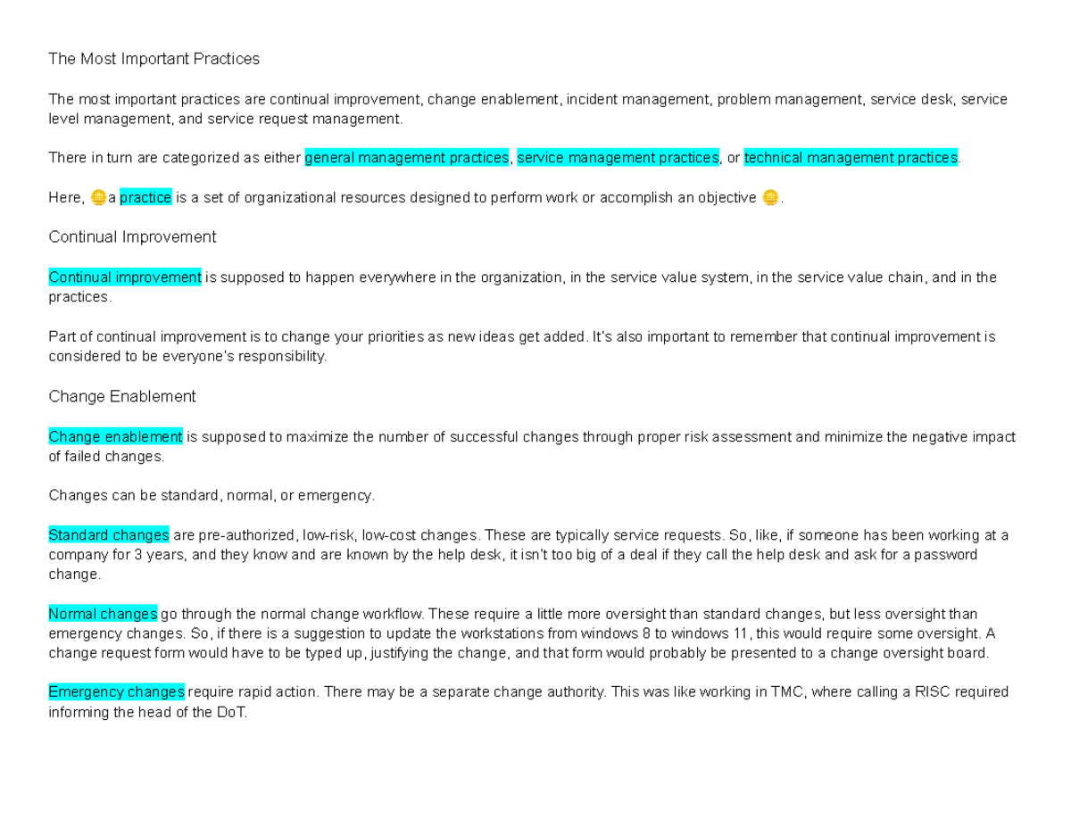 Most Important Practices - There in turn are categorized as either ...