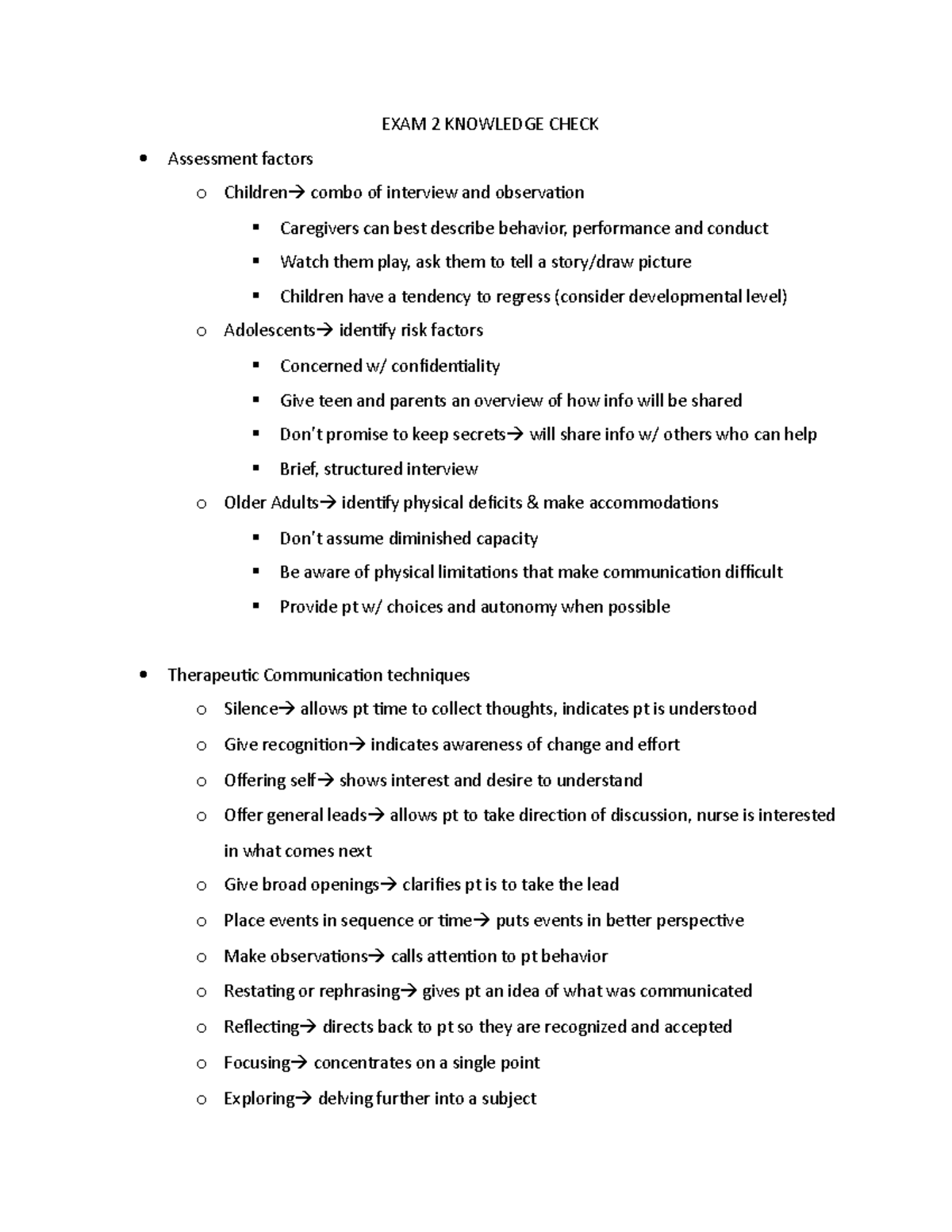 Mental EXAM 2 Knowledge Check - EXAM 2 KNOWLEDGE CHECK Assessment ...